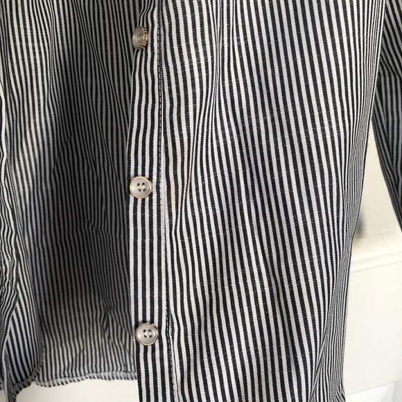 Tops | Retro Dark Blue Stripe Shirt Vintage Classic | Poshmark